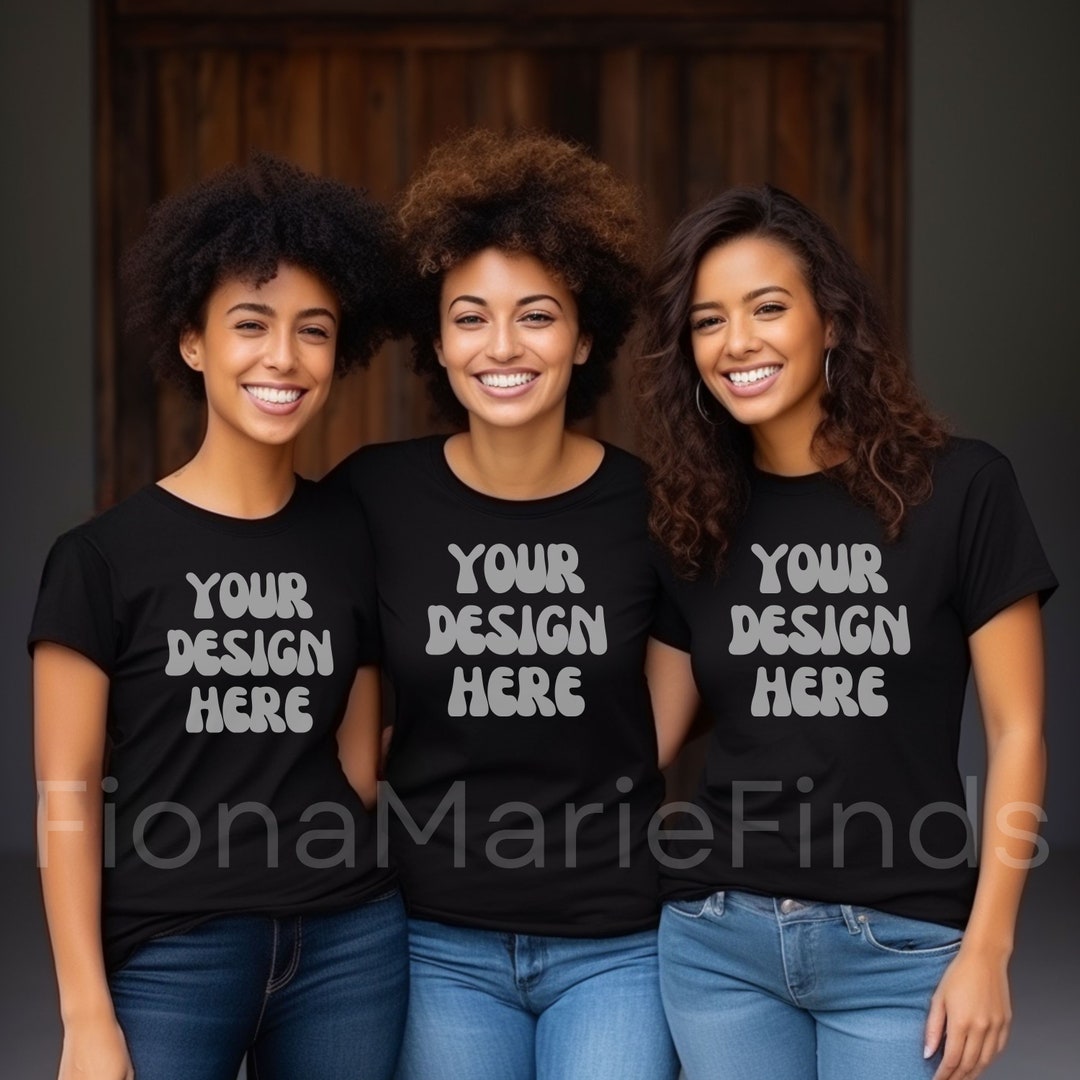 Friends Group Mockup Bundle, Group of Girls Tshirt Mockup, Black Bella ...