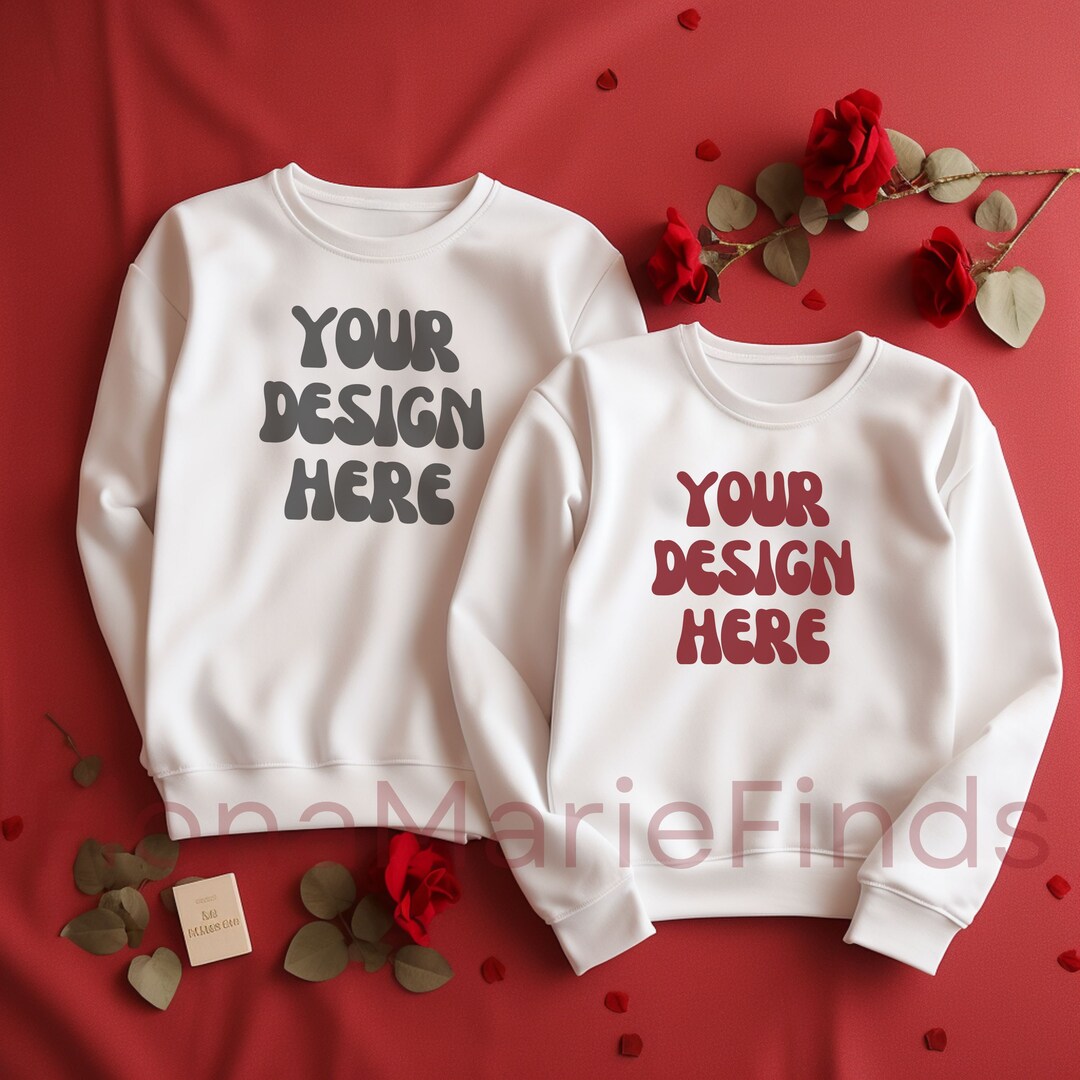 Gildan 18000 Valentines Day Mockup Bundle, White Flat Lay Mockup Boho ...
