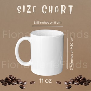 Mug Size Chart Mockup, Coffee Mug Size Chart, Mockup Size Chart, Mug ...