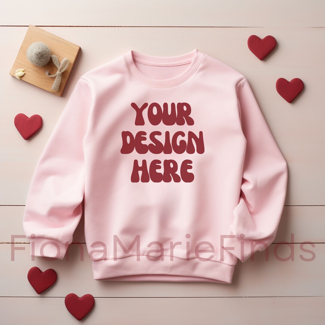 Gildan 18000 Valentines Day Mockup Bundle, Light Pink Flat Lay Mockup ...