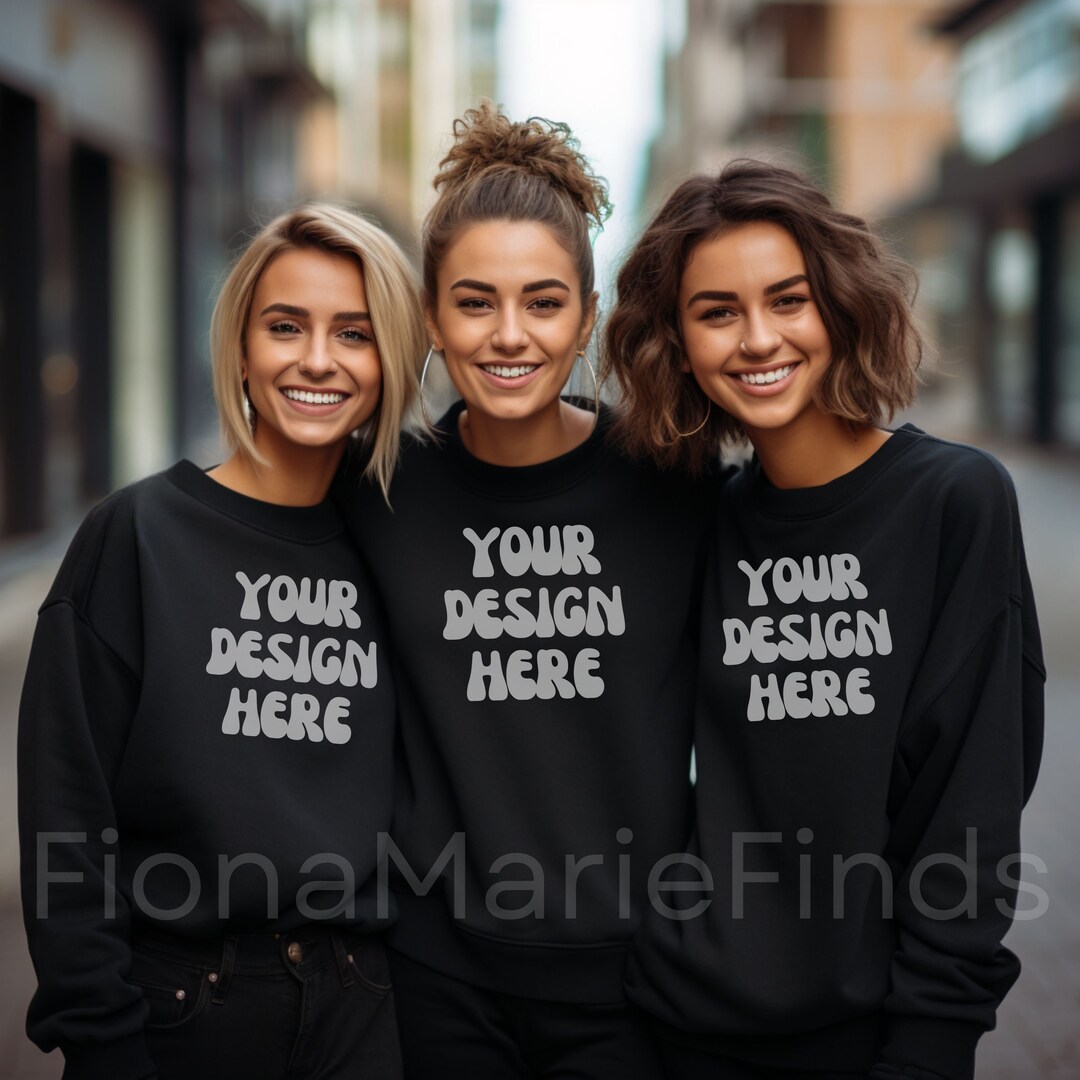 Friends Group Mockup Black Gildan Bundle-18000, Girls Group Mockup ...