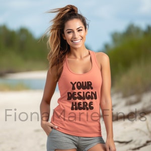 Next Level 1533 Mockup Bundle, Solid Light Orange Tank Top Female Model ...