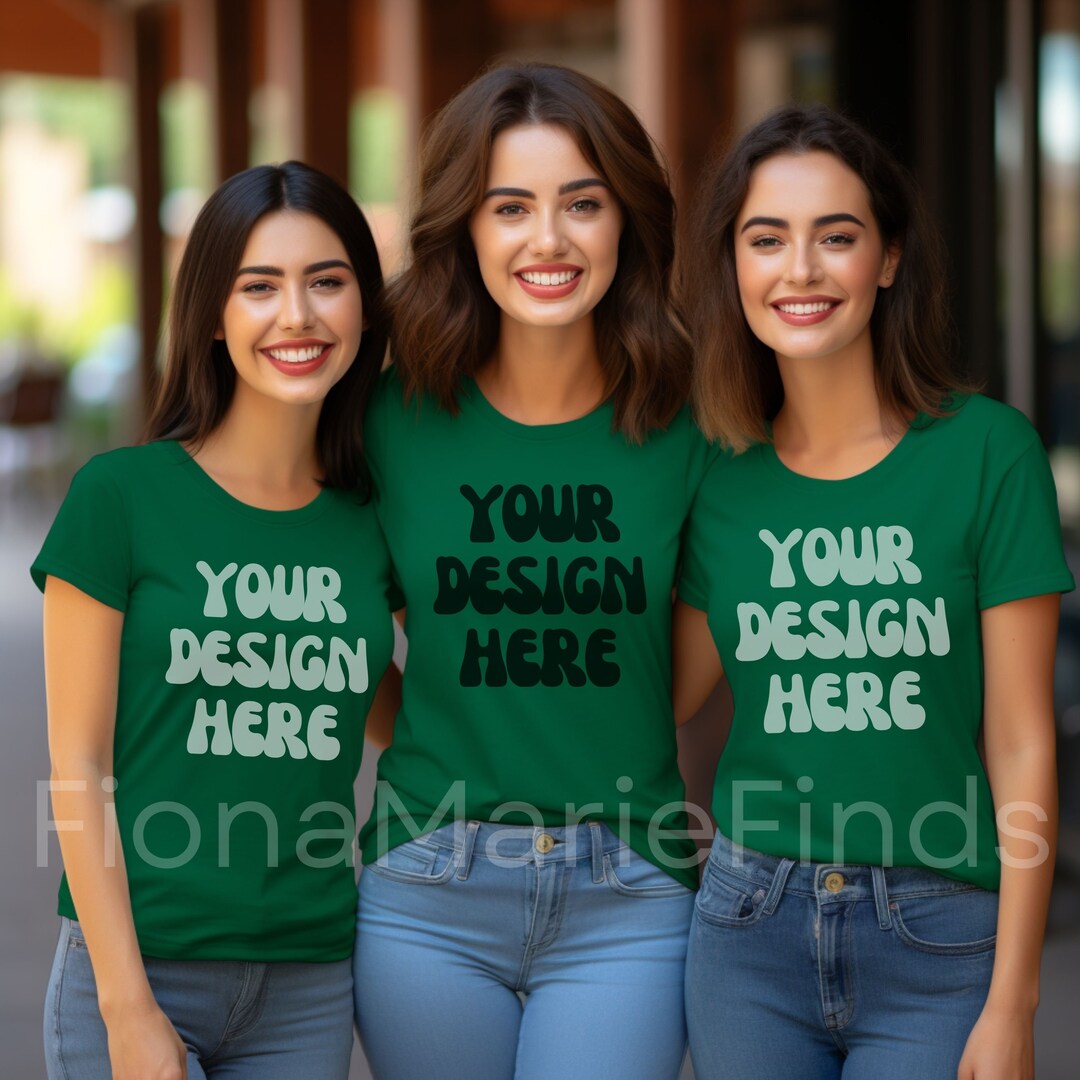 Friends Group Mockup Bundle, Group of Girls Tshirt Mockup, Kelly Green ...
