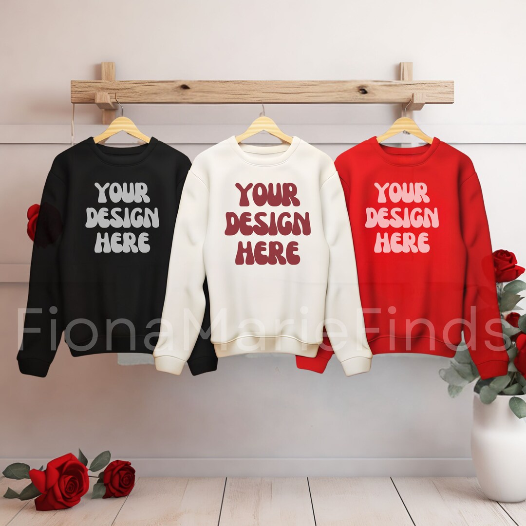 Gildan 18000 Valentines Day Mockup Bundle, White Flat Lay Mockup Boho ...