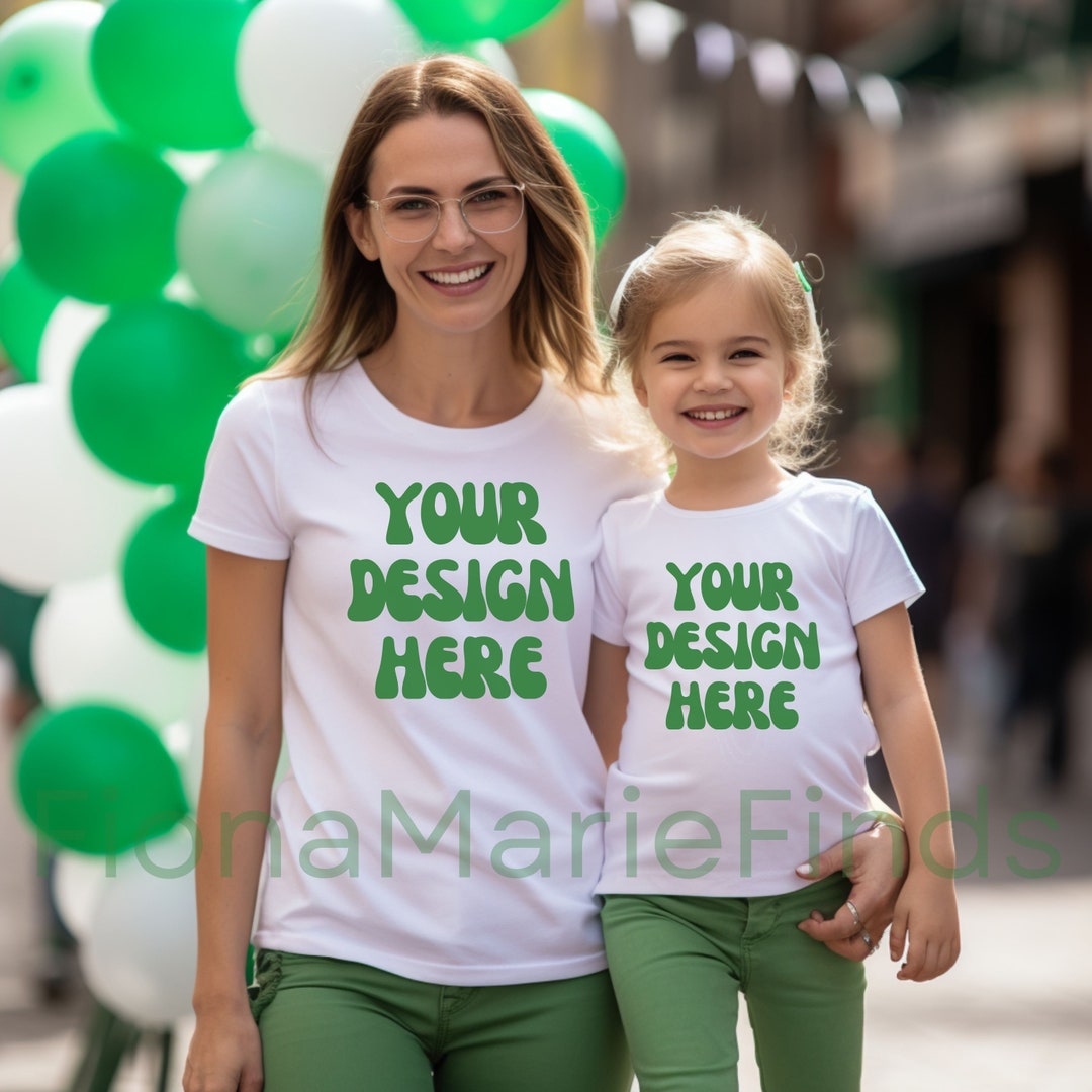 Mommy and Me Mockup Bella Shirt Mockup St Patricks Day, White Bella ...