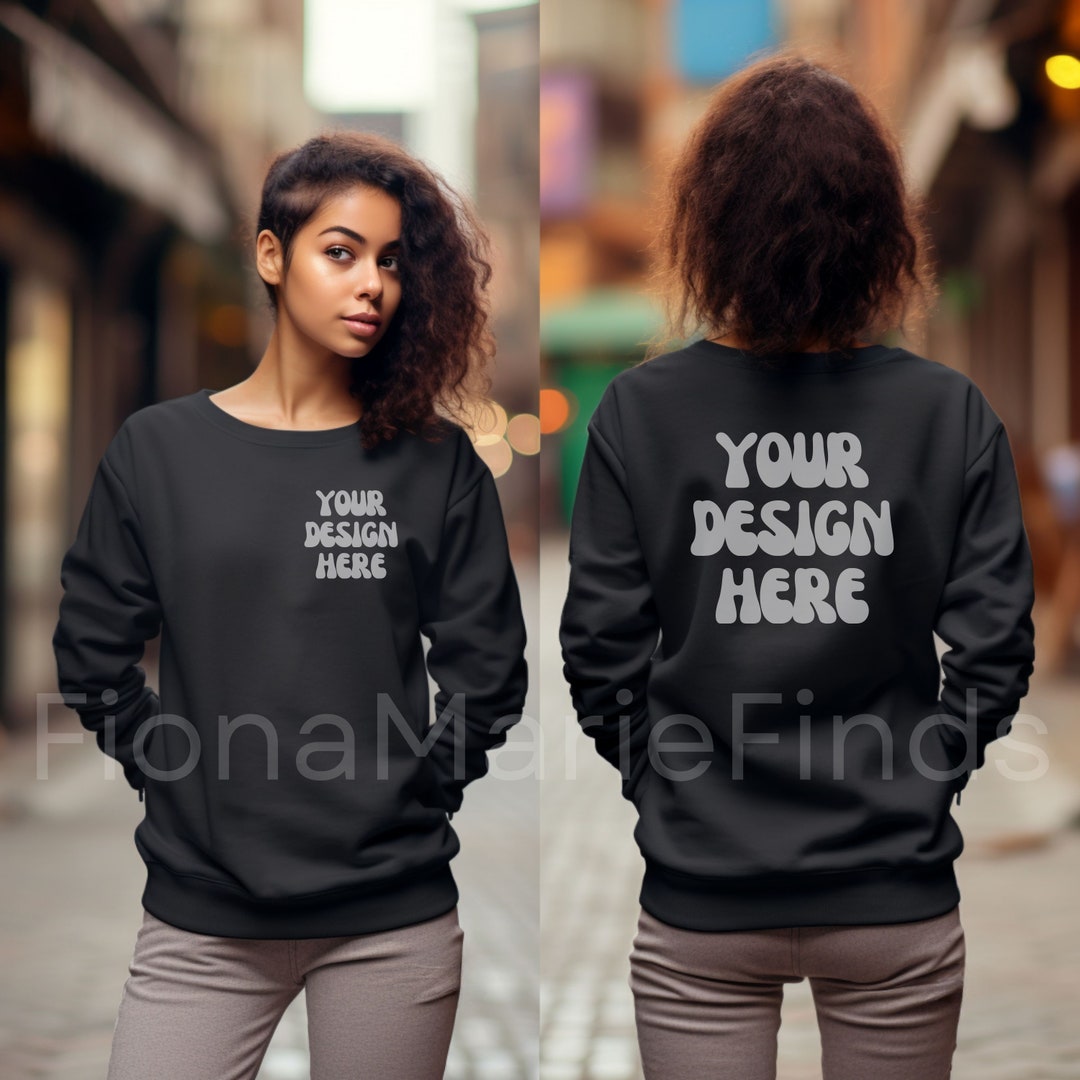 Gildan 18000 Front and Back Black Mockup Front Back Mockup Black ...
