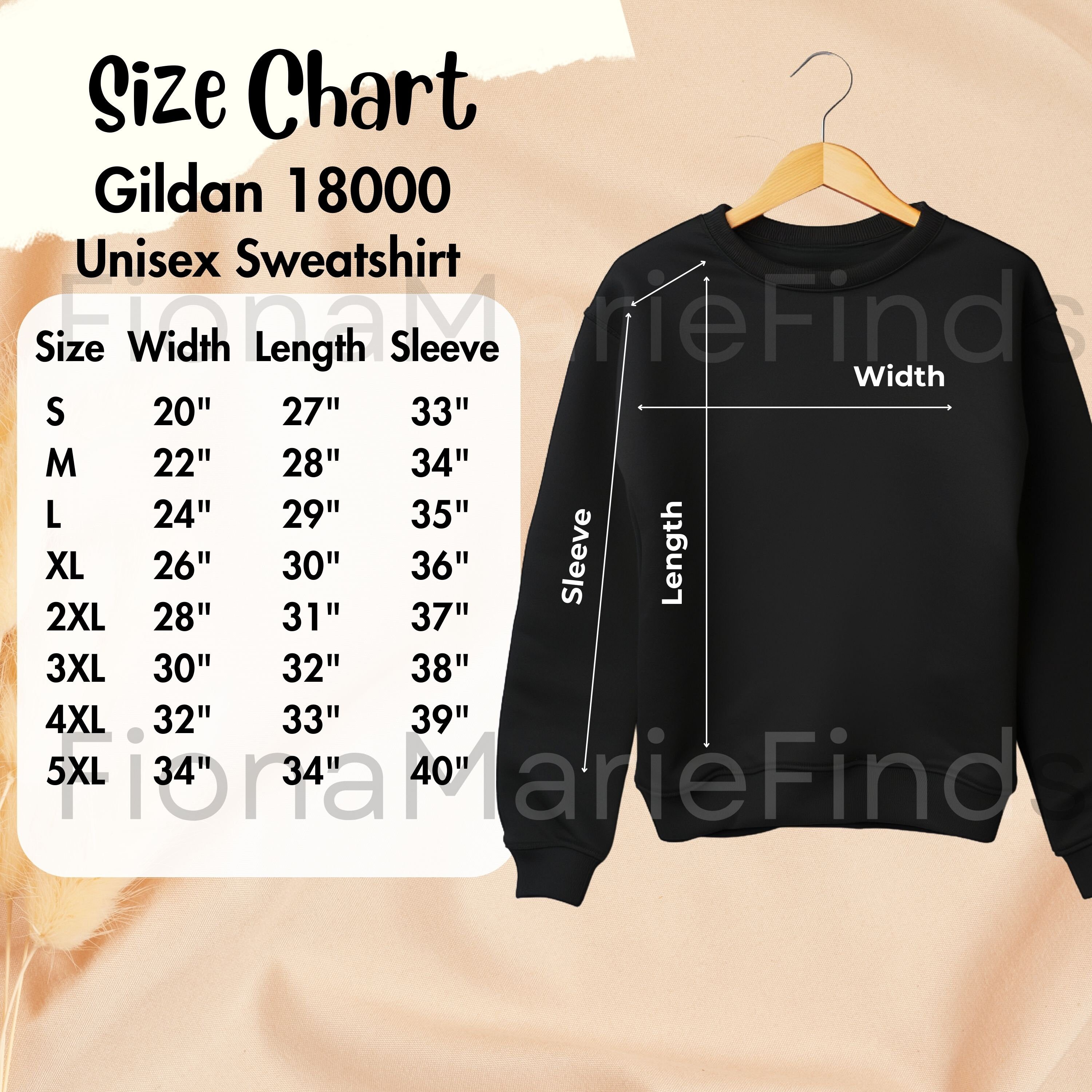 Gildan 18000 Size Chart Background, Size Chart, Gildan Size Chart ...