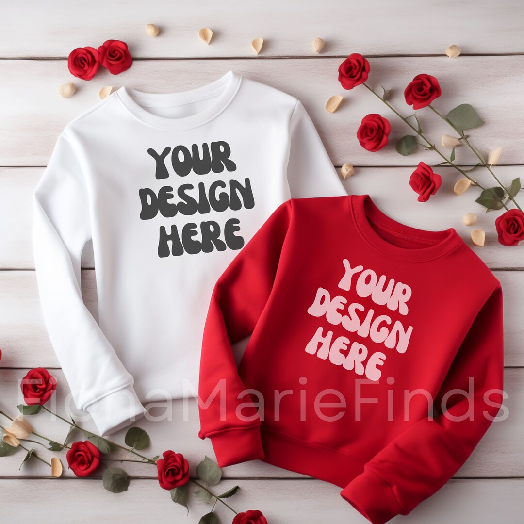 Gildan 18000 Valentines Day Mockup Bundle, White Flat Lay Mockup Boho ...