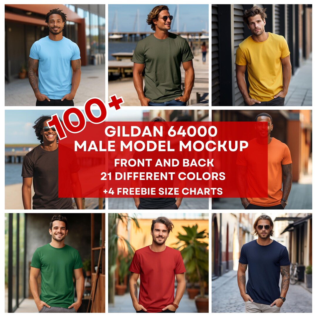100+ Gildan 64000 Shirt Mockup, G640 Bundle Back Front Men Mockup ...