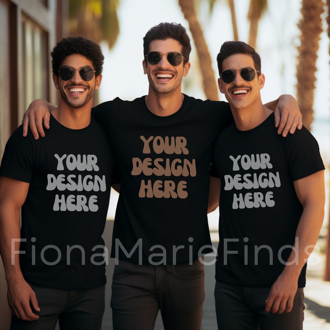 Friends Group Mockup Bundle, Group of Men Tshirt Mockup, Black Bella ...