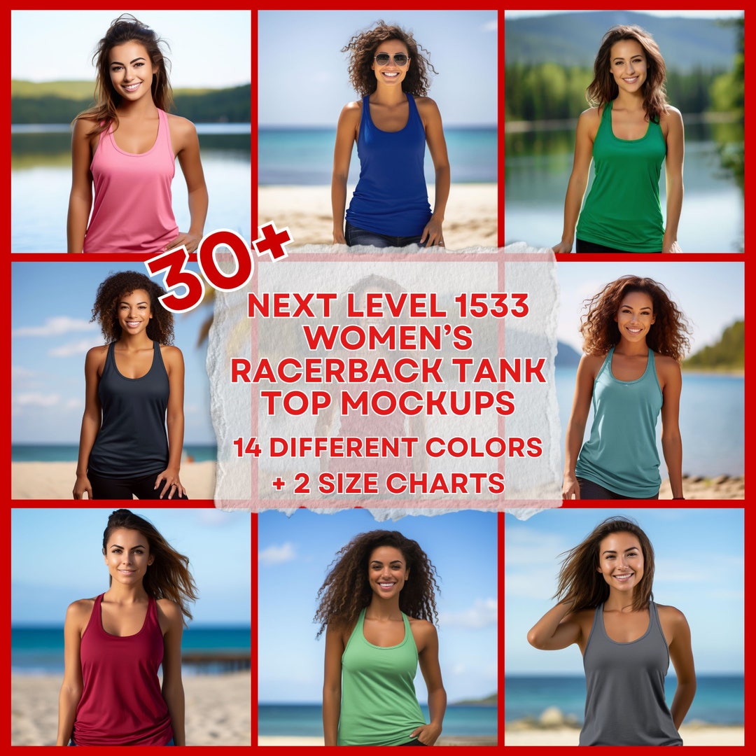 30+ Next Level 1533 Mockup Bundle, Solid Cardinal Red Tank Top Female ...
