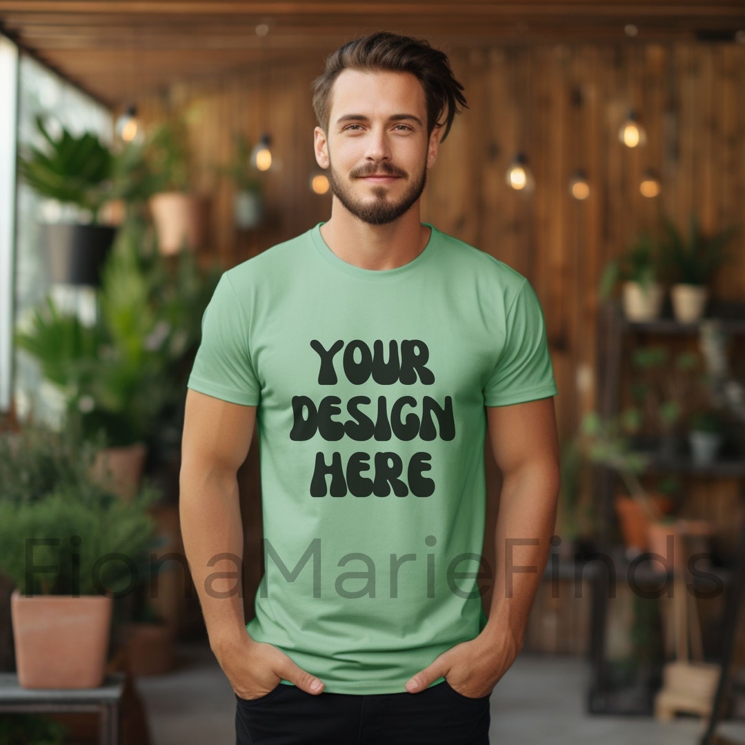 Gildan 64000 Mint Green Shirt Mockup, G640 Mint Green Tshirt Mockup ...