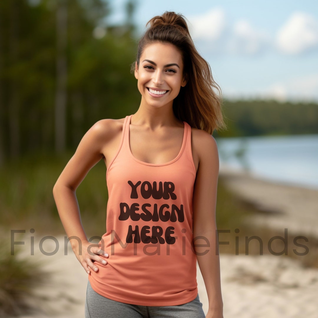 Next Level 1533 Mockup Bundle, Solid Light Orange Tank Top Female Model ...