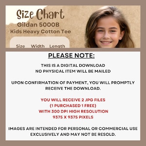 Gildan 5000B Size Chart Mockup, Gildan Youth Sizing Chart, G5000B Size ...