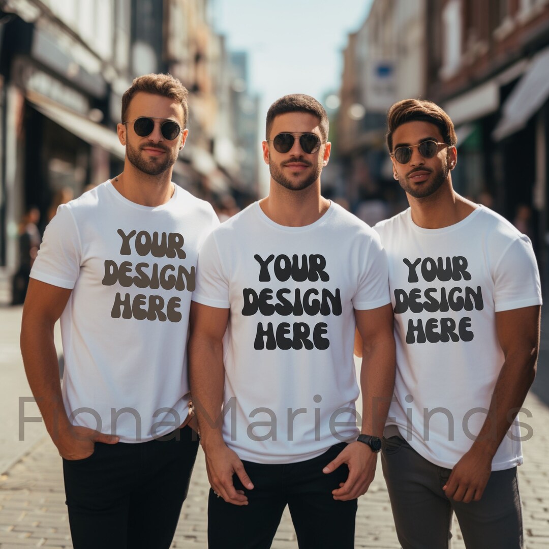 Friends Group Mockup Bundle, Group of Men Tshirt Mockup, White Bella ...