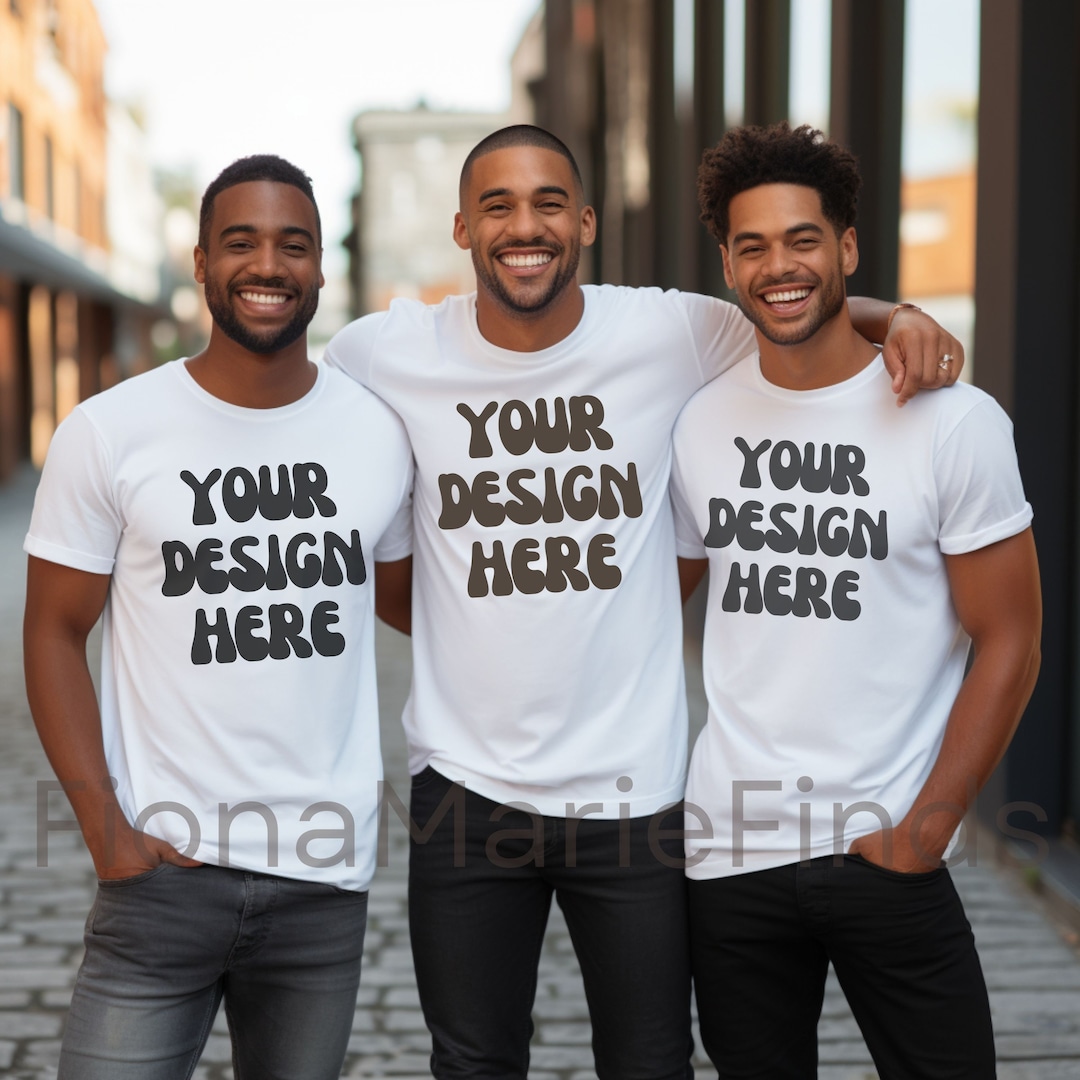 Friends Group Mockup Bundle, Group of Men Tshirt Mockup, White Bella ...