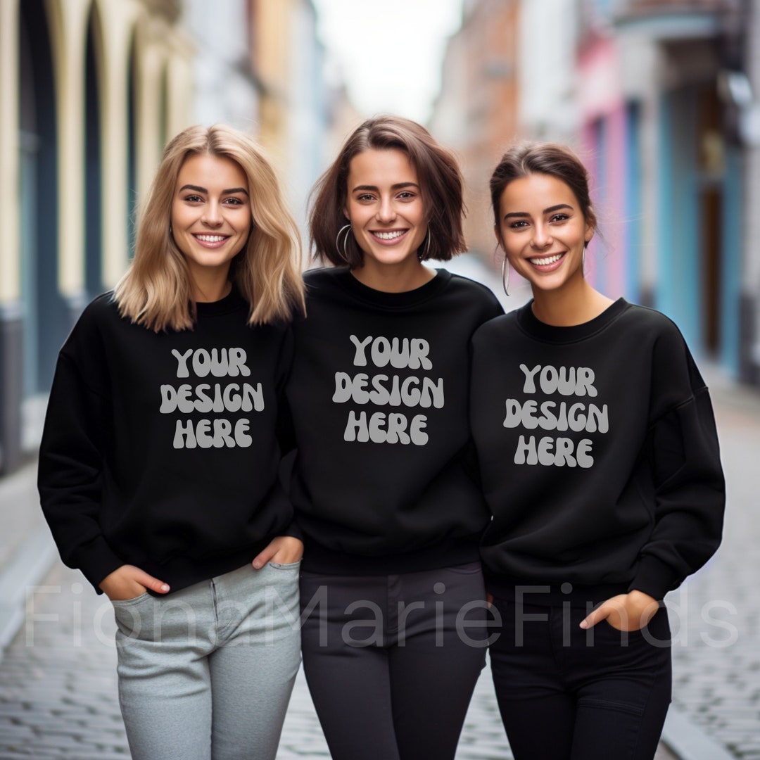 Friends Group Mockup Black Gildan Bundle-18000, Girls Group Mockup ...
