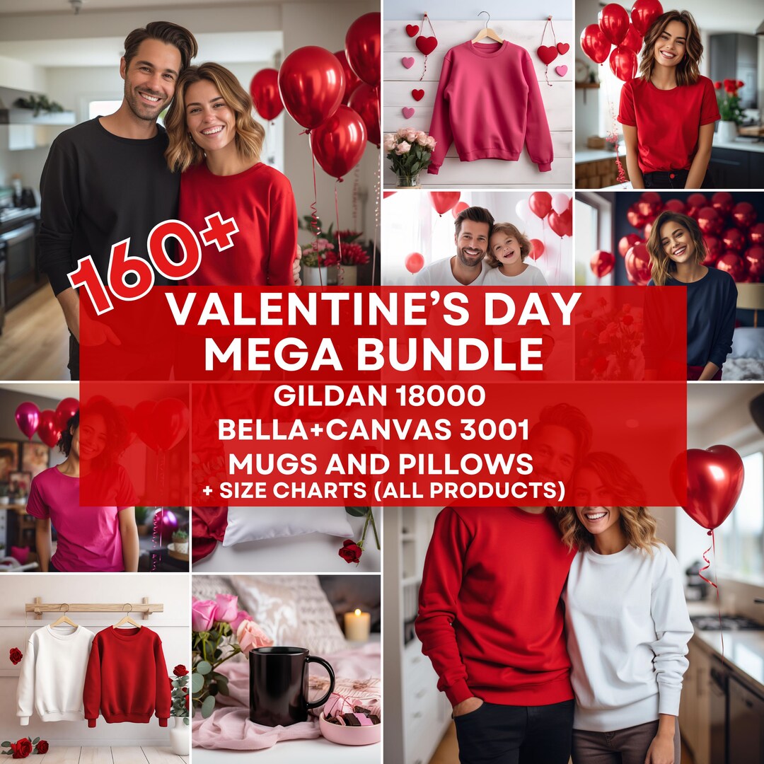 160+ Valentines Day Mockup Bundle, G 18000 Gildan Valentines Day Model ...