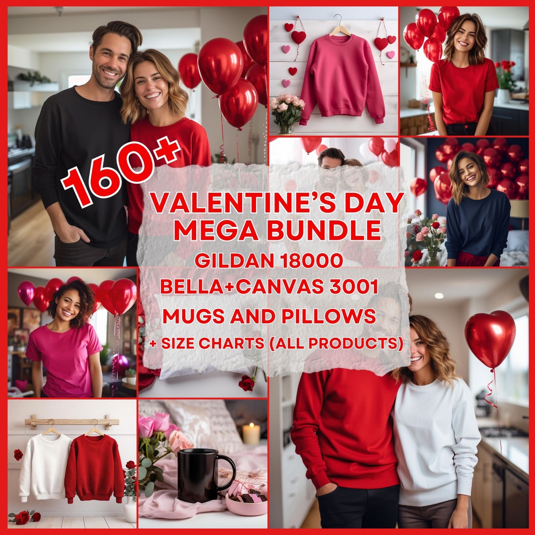 160+ Valentines Day Mockup Bundle, G 18000 Gildan Valentines Day Model ...