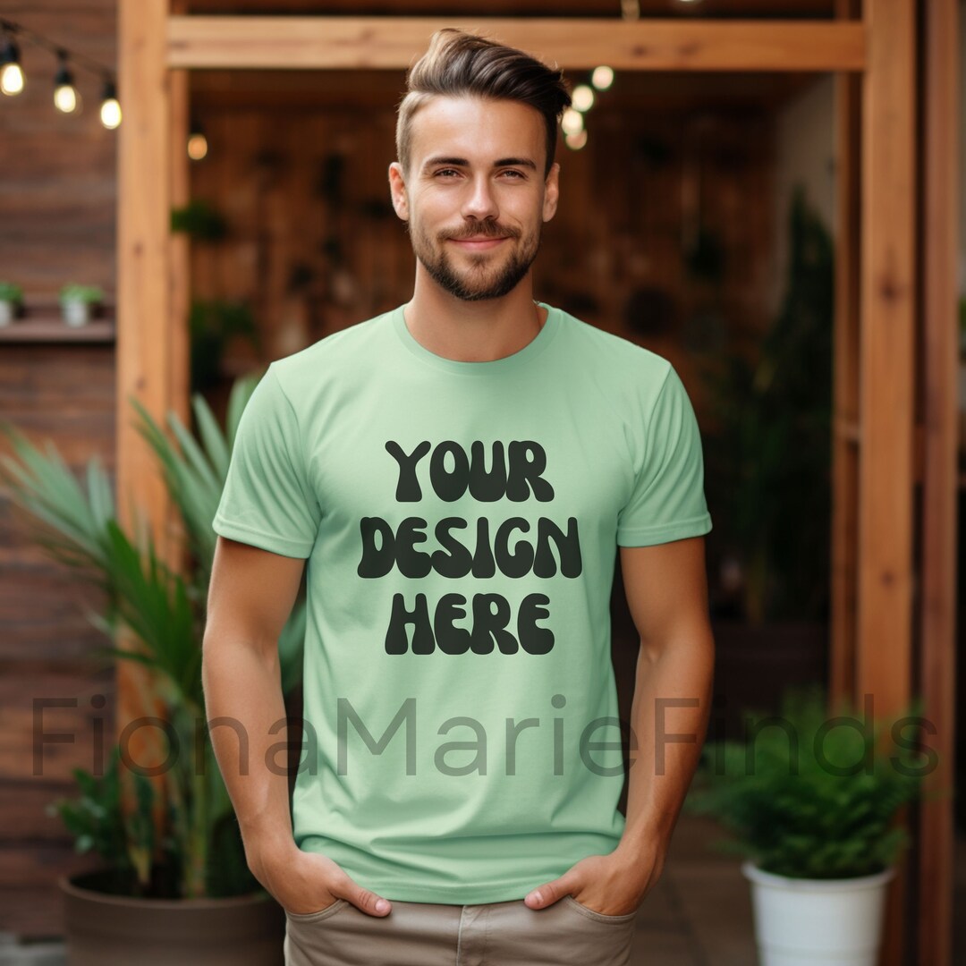 Gildan 64000 Mint Green Shirt Mockup, G640 Mint Green Tshirt Mockup ...