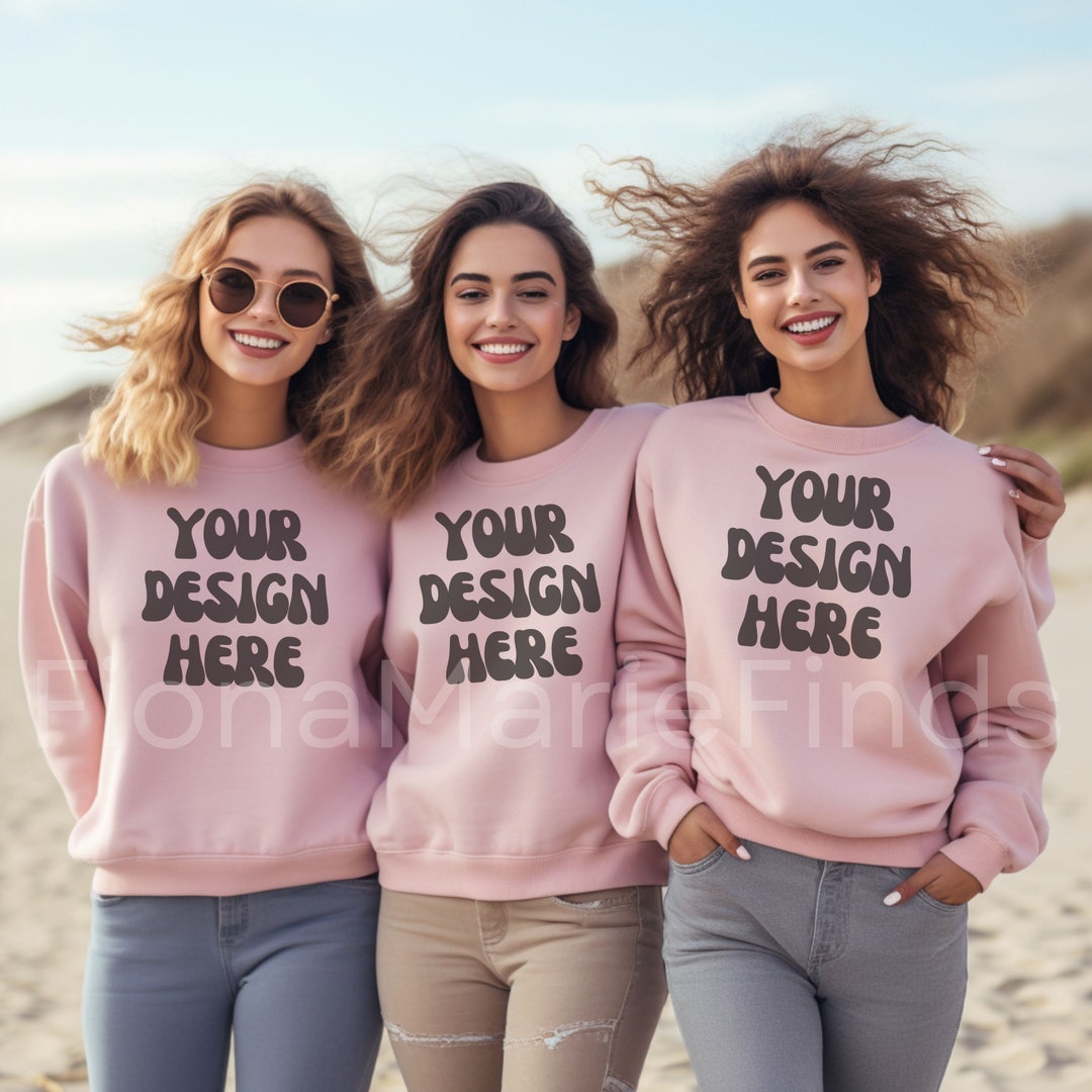 Friends Group Mockup Light Pink Gildan Bundle-18000, Girls Group Mockup ...