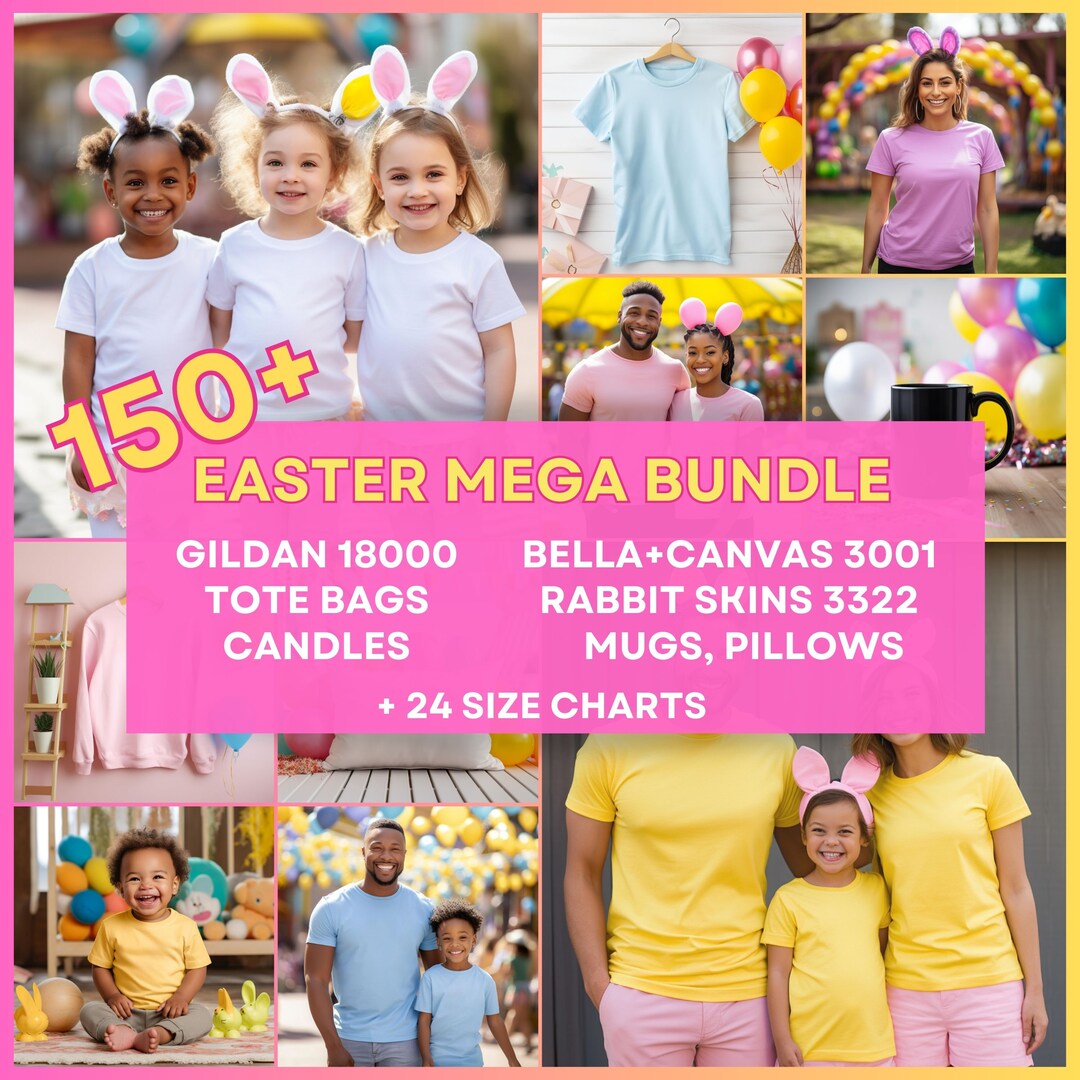 150+ Easter Mega Mockup Bundle, Easter T-shirt Kids Family Model Mockup ...