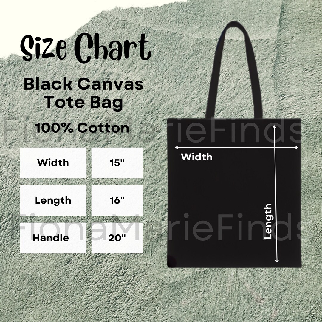Canvas Tote Bag Size Chart, Liberty Bags OAD113 Tote Mockup Size Guide ...