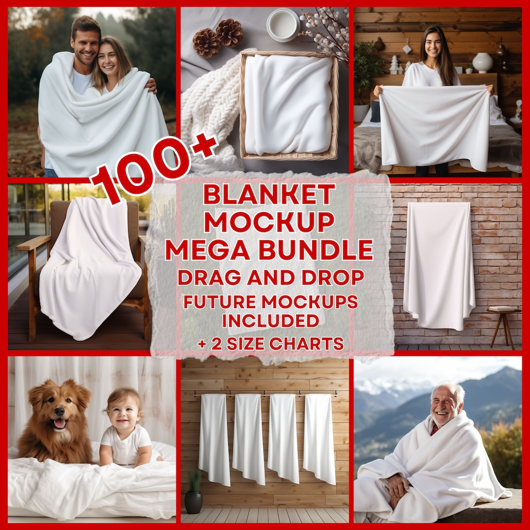 100+ Smart Blanket Mockup Bundle, Blankets Drag and Drop Mockup, Throw ...
