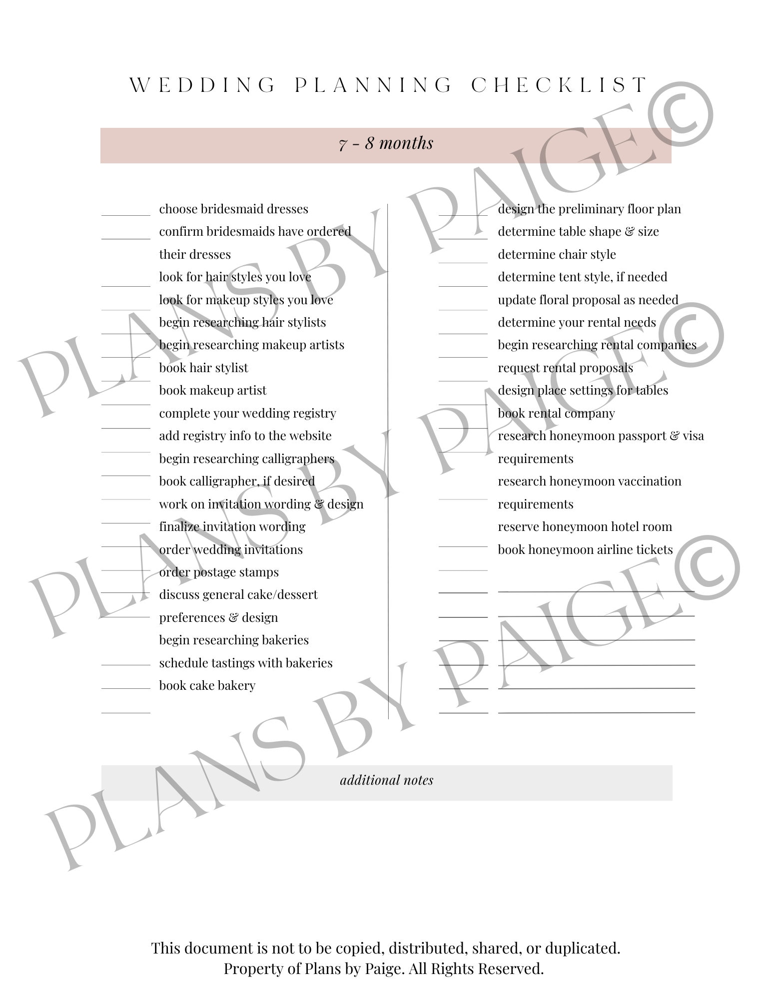 Complete Wedding Planning Checklist - Etsy