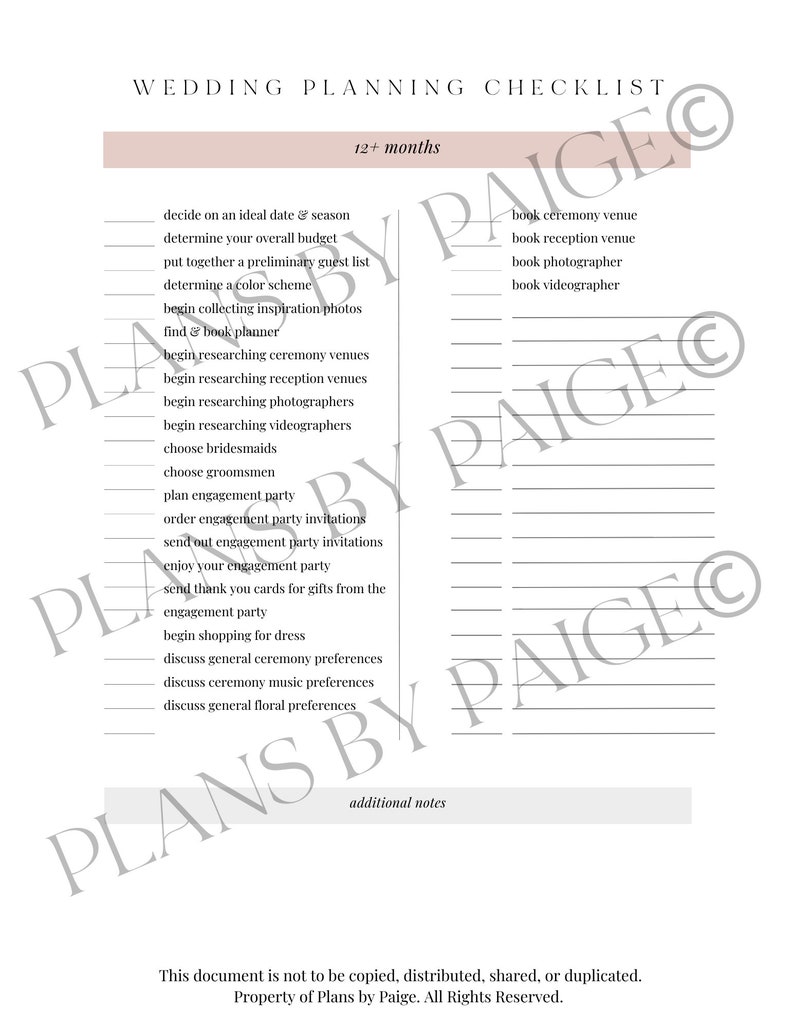 Complete Wedding Planning Checklist - Etsy