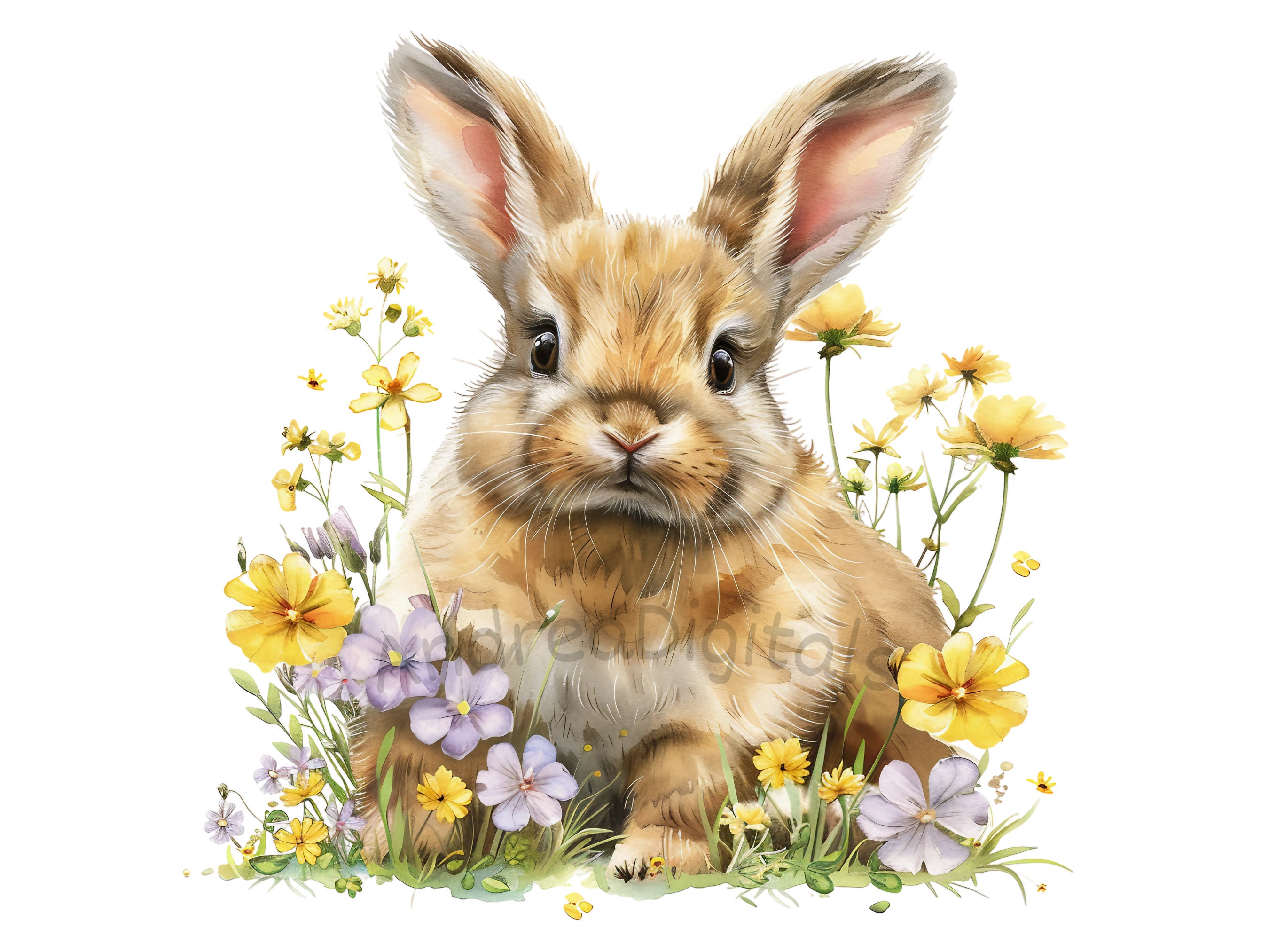Floral Bunny PNG, Cute Bunny Clipart, Rabbit PNG, Digital Download - Etsy