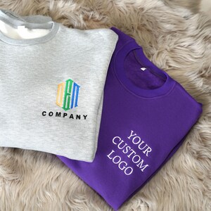 Custom Embroidered Logo Text Sweatshirt, Embroidered Business Logo ...