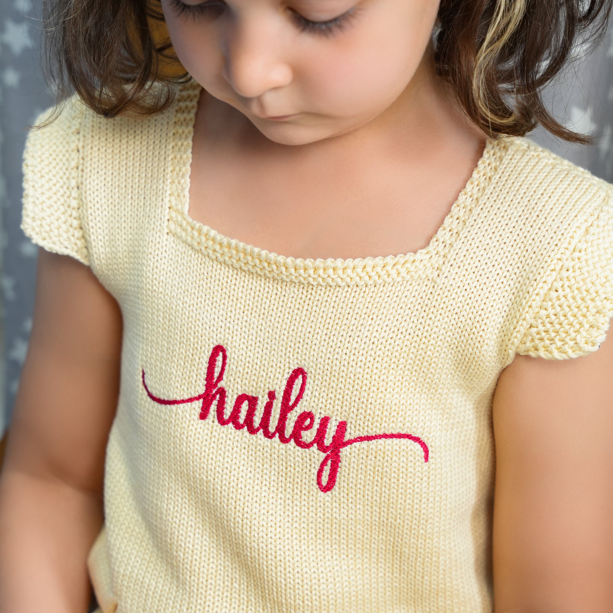 Personalized Baby Girl Knit Dress, Embroidered Name, Organic Cotton - Etsy