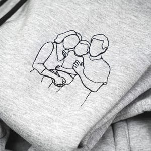 Personalized Embroidered Family Portrait From Photo Sweatshirt, Custom ...