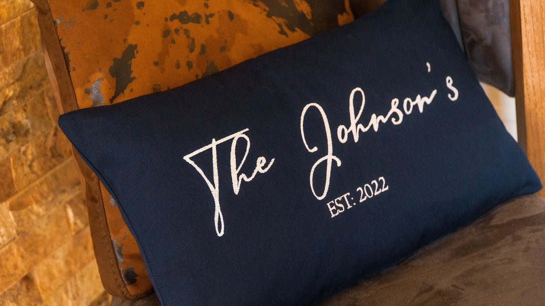 Embroidered Name Pillow, Family Name Pillow, Custom Family Cushion ...
