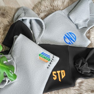 Custom Embroidered Logo Text Sweatshirt, Embroidered Business Logo ...