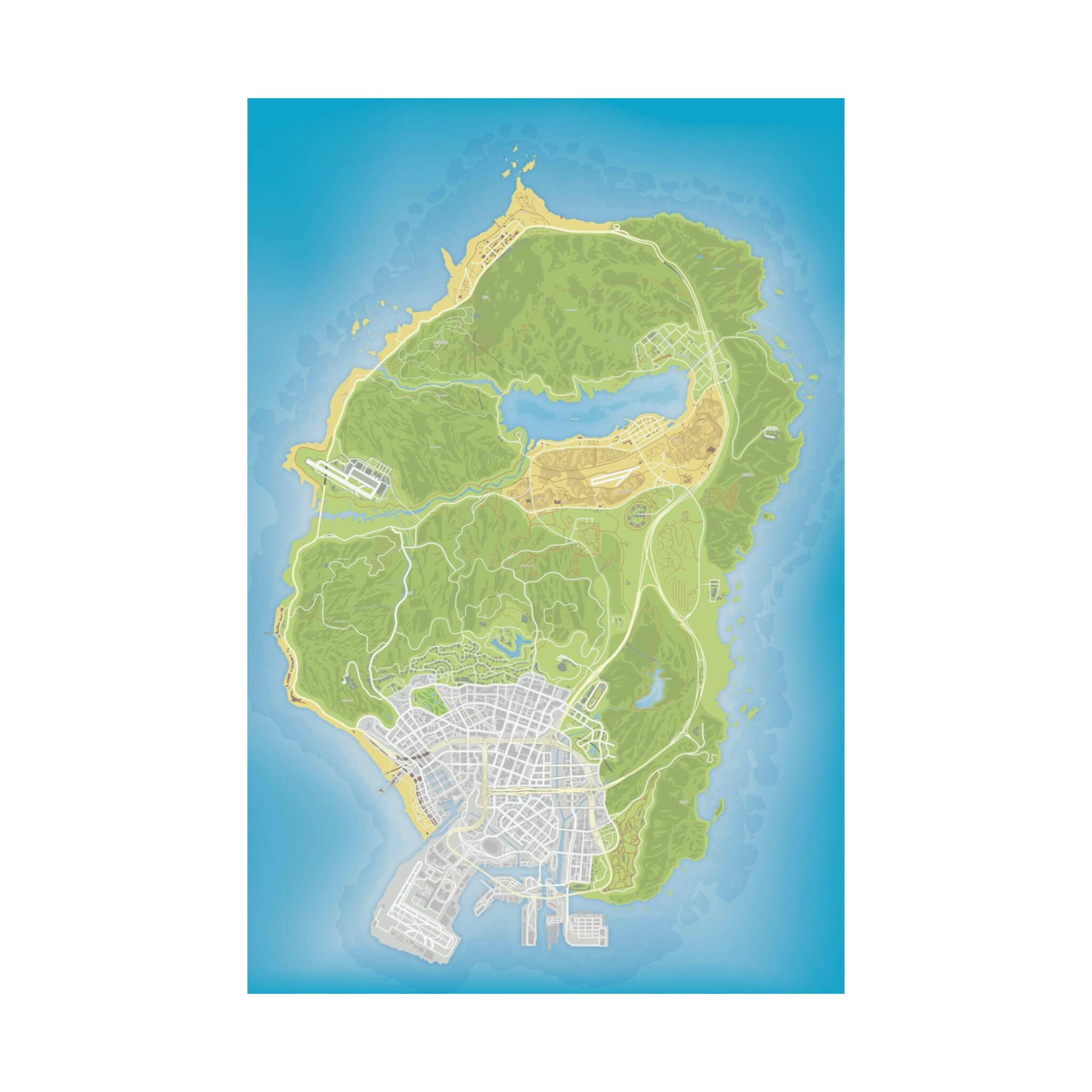 GTA V Map Premium Matte Poster - Etsy
