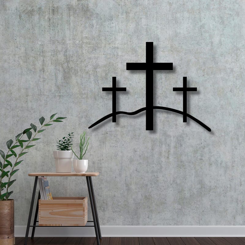 Three Cross Metal Sign - Etsy