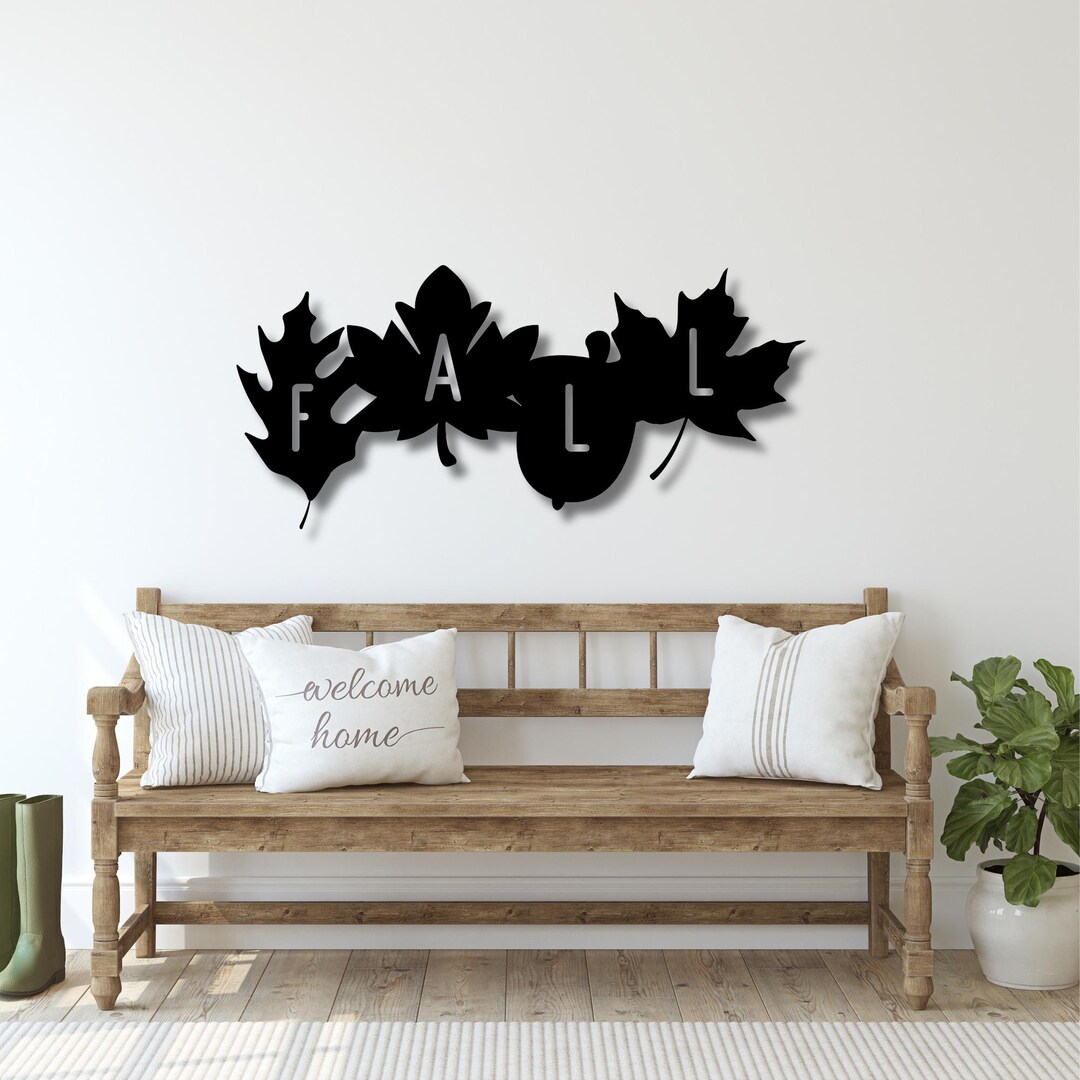Metal Fall Leaves Sign: Custom Thanksgiving Decor, Powder-coated Steel ...