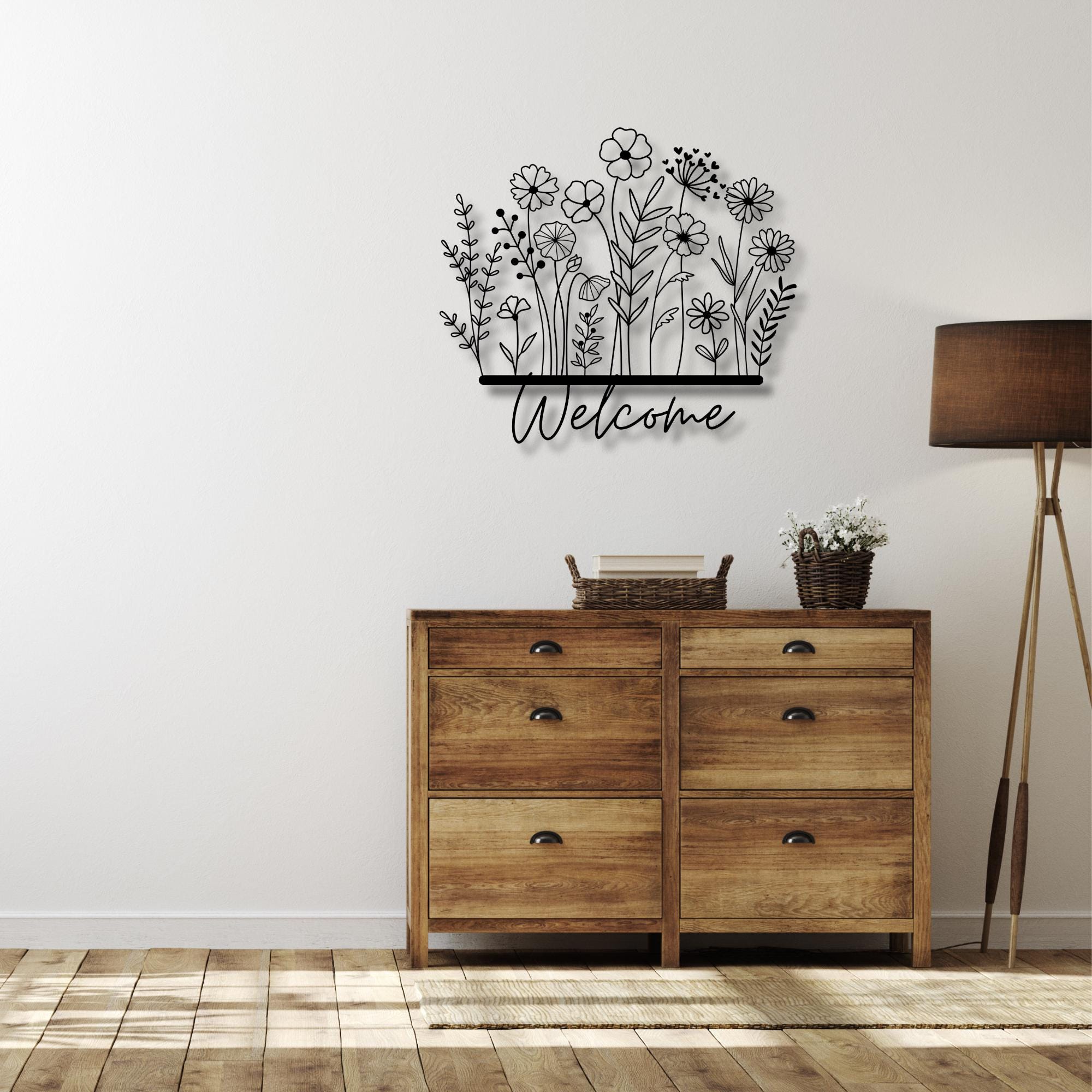 Custom Wildflower Metal Wall Art: Personalized Family Name Sign - Etsy