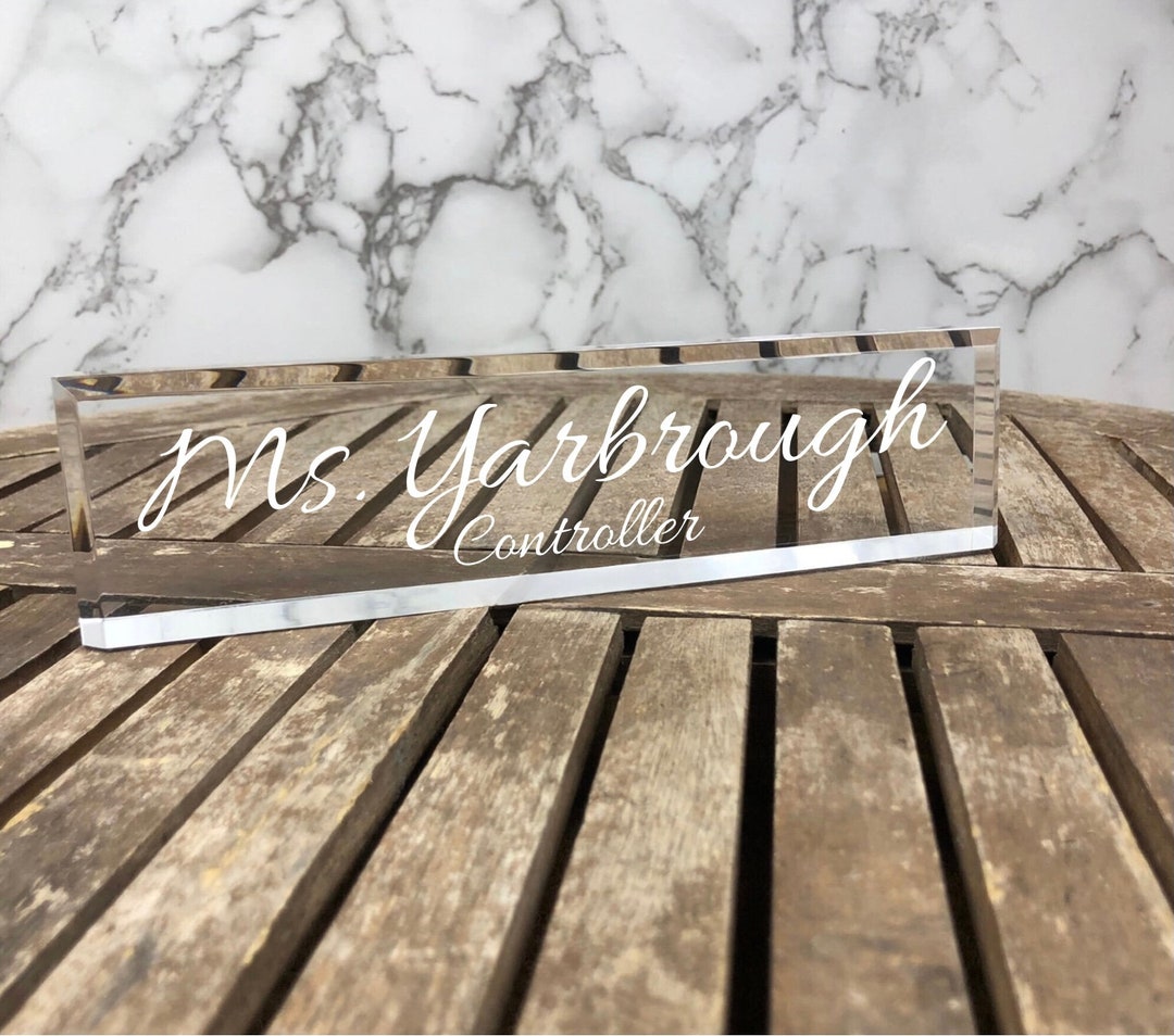 Acrylic Desk Name Plate, Custom Name Wedge, Personalized Acrylic Desk ...