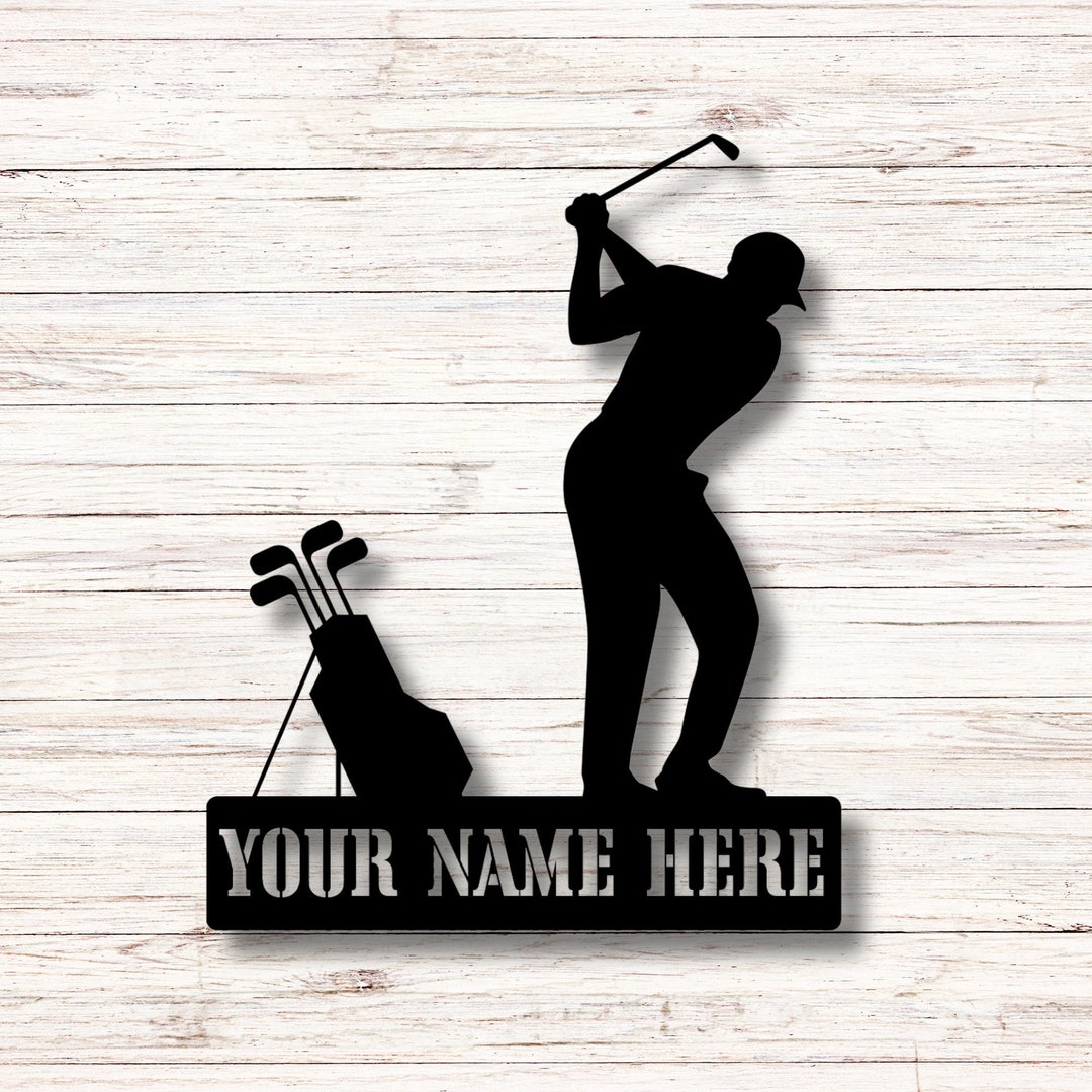 Men's Golf Custom Monogram Metal Sign, Wall Art Decor, Personalized ...