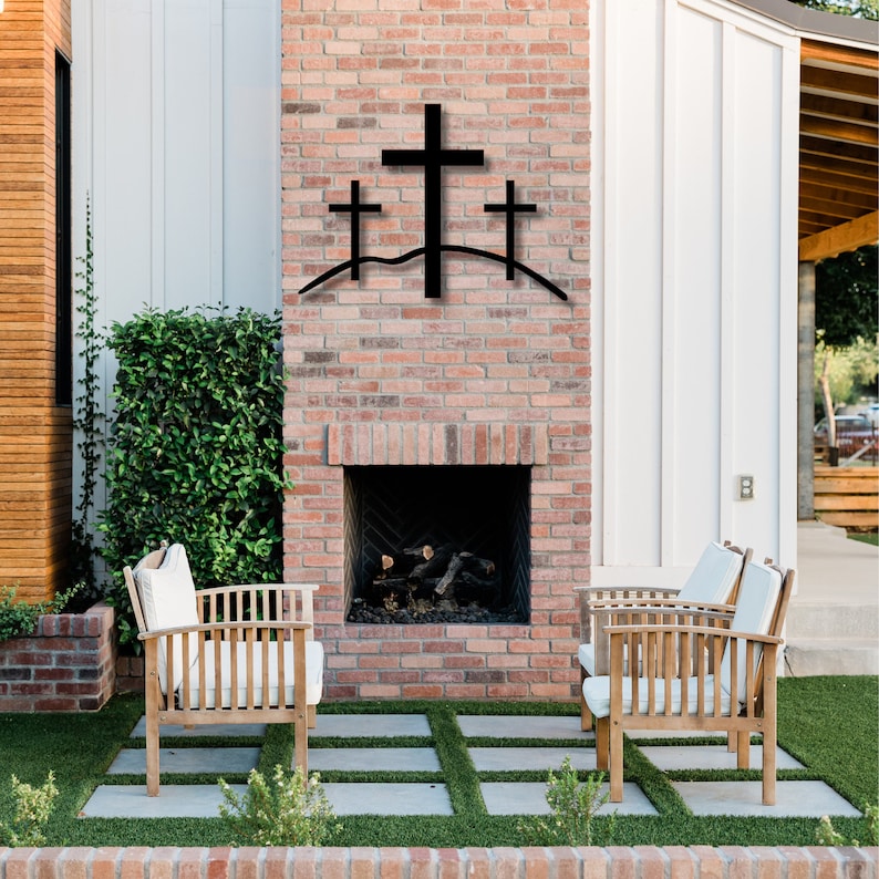Three Crosses Metal Sign: Calvary Hill Christian Art - Etsy