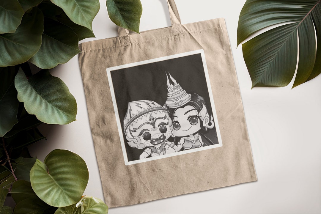 Little Hanuman and Mermaid Cotton Canvas Tote Bag - Etsy