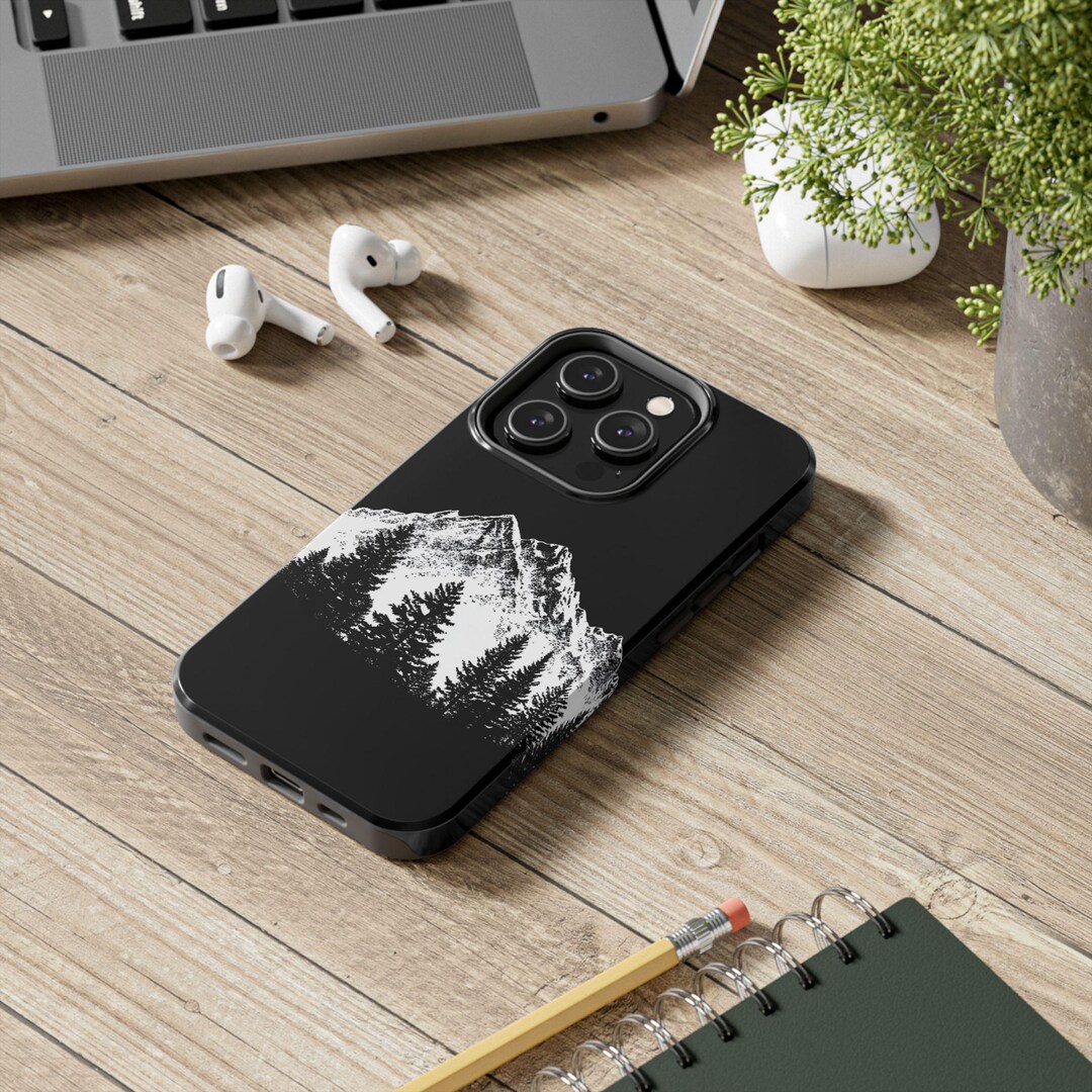 Mountain Ridge Silhouette Tough Phone Cases | Alpine Pine Trees on ...