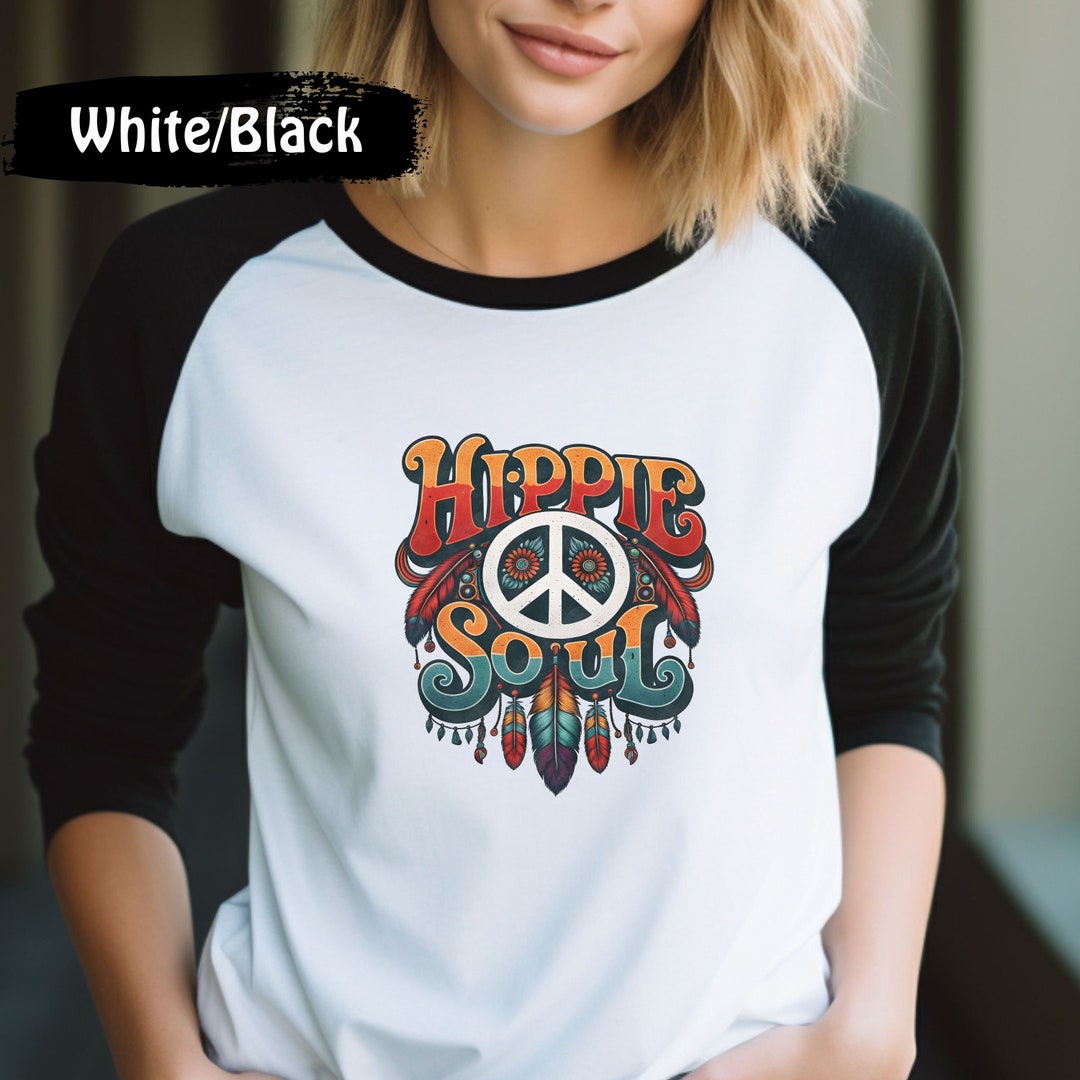 Grateful Peaceful Hippie Vibe 3/4 Sleeve Baseball Tee, Retro Rock N ...