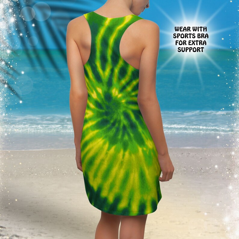 Emerald Green Tie Dye Grateful Dead Dress, Hunter Green Quick Dry ...