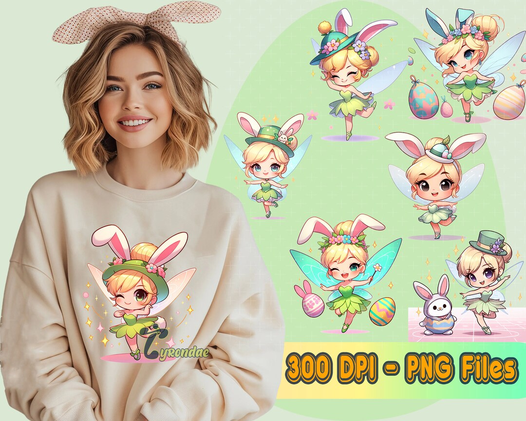 Chibi Princess PNG Bundle, Happy Easter PNG Sublimation, Little Fairy ...