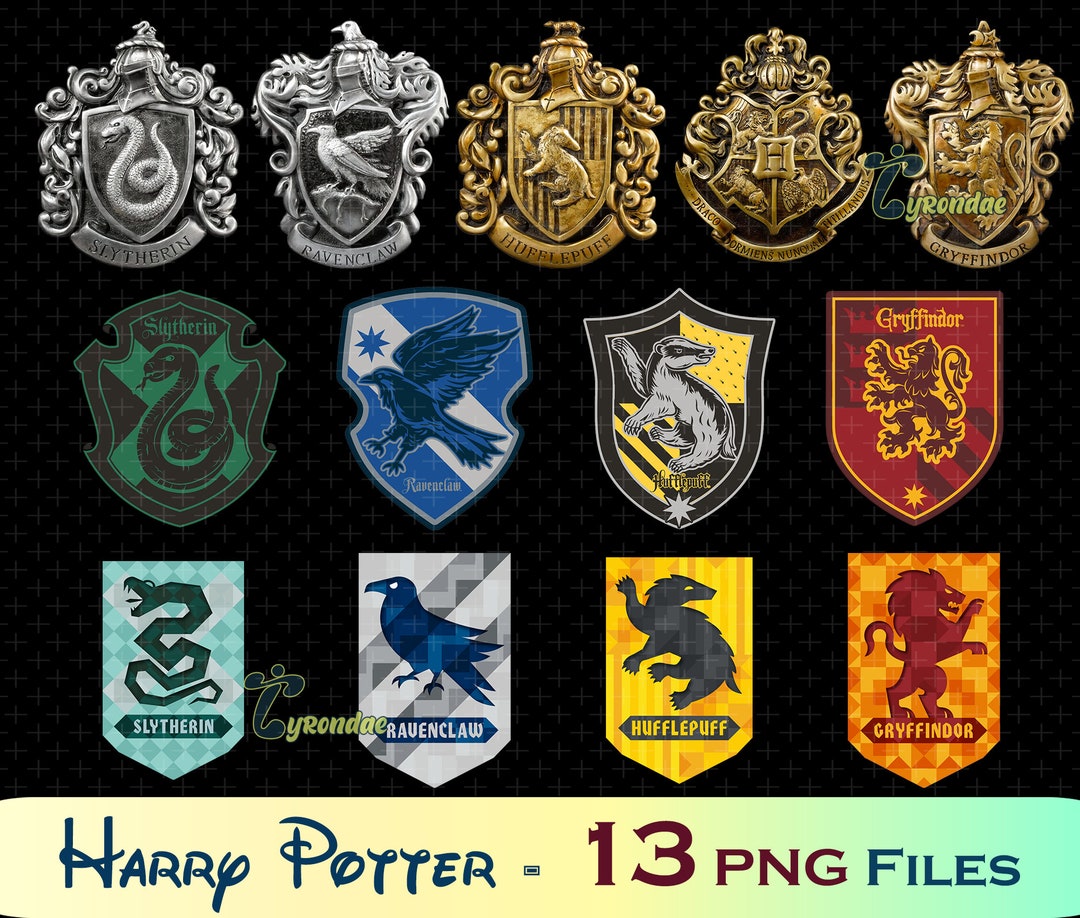 Wizard House Crests PNG Bundle, Wizarding School PNG Sublimation ...