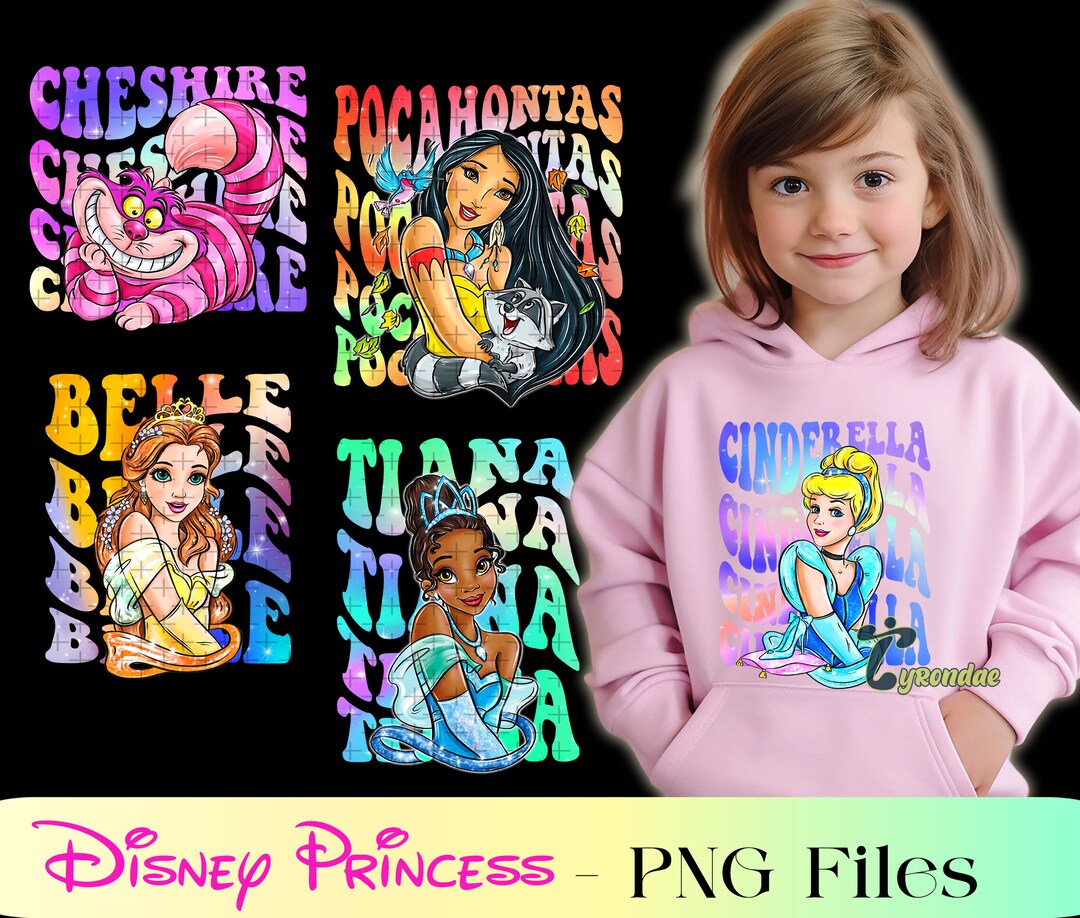 Princess PNG Bundle, Retro Wavy Stacked Clipart, Beauty Princess PNG ...